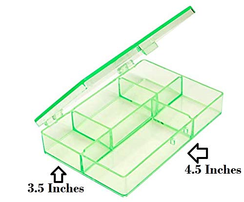 Eucatus Mini 5-Grid Plastic Storage Box for Beading and Diamond Painting. Green Countertop or Drawer Storage for Beads, Nail Art, Jewelry Hardware and Supplies