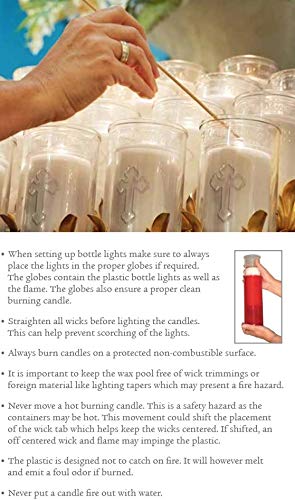 Root Candles Cemetery Prayer Candles for Outdoor Burning in Clear Flame Resistant Plastic Vessels, 12-Count, Memorial