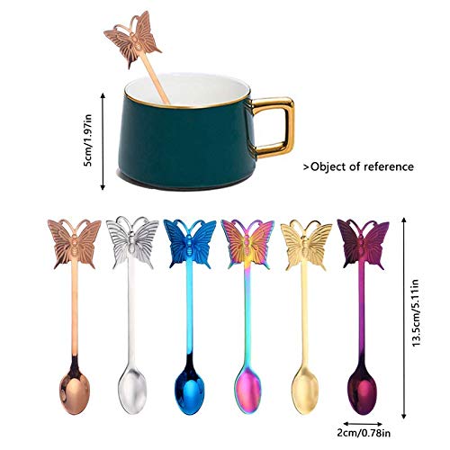 Gracelife 6-Pack Coffee Spoons Rainbow Colorful Teaspoon Dessert Espresso Stainless Steel Stirring Spoon