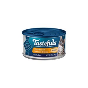 blue buffalo tastefuls wet cat food paté, made with natural ingredients, turkey and chicken entrée, 3-oz cans (24 count)