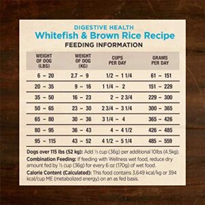 Wellness CORE Digestive Health Dry Dog Food with Wholesome Grains, Highly Digestible, for Dogs with Sensitive Stomachs, Made in USA with Real Protein (Whitefish & Brown Rice, 4-Pound Bag)