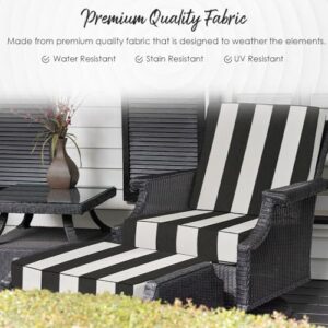 RSH DECOR: Deep Seating Foam Cushion Set | 24” x 24” Seat | All-Weather Spun Fabric | Water and Fade-Resistant | Outdoor Chair Cushion Set for Patio Furniture | Black & White Stripe