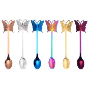 gracelife 6-pack coffee spoons rainbow colorful teaspoon dessert espresso stainless steel stirring spoon