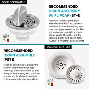 KRAUS Turino™ 24” Drop-In Undermount Fireclay Single Bowl Kitchen Sink with Thick Mounting Deck in Gloss White, KFD1-24GWH