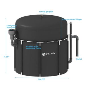 PUXIN Home Biogas Digester Systems, PX-2.65, 59 * 59 inch, Backyard Biodigester, Biogas Plant to Replace Composter