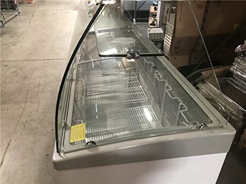 Gelato Freezer Display Case Dipping Cabinet Pan Ice cream showcase Curved Clear Glass 72"