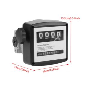 Diesel Flow Meter, FM-120-2 1 Inch 4 Digital Diesel Fuel Oil Flow Meter Counter Gauge 1% High Accuracy 5-30 GPM/20-120L/Min 50psi