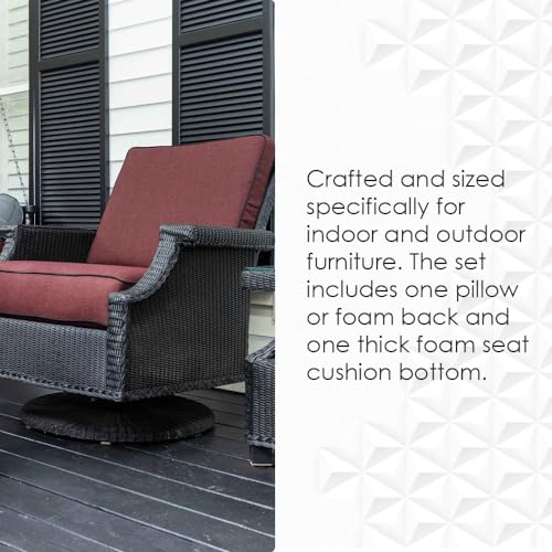 RSH DECOR: Deep Seating Foam Cushion Set | 24” x 24” Seat | All-Weather Spun Fabric | Water and Fade-Resistant | Outdoor Chair Cushion Set for Patio Furniture | Black & White Stripe