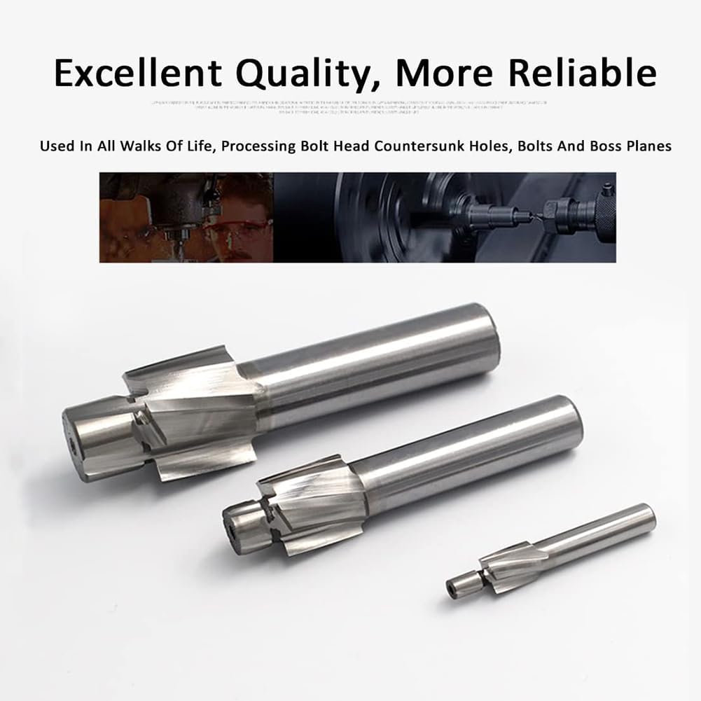 Akozon 5pcs M3-M8 Slotting Counterbore End Mill Cutter Solid Slot Countersink End Mill Drill Bit