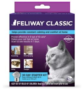 feliway classic cat calming diffuser kit for cats (30 day starter kit) - reduce problem scratching, spraying, and hiding