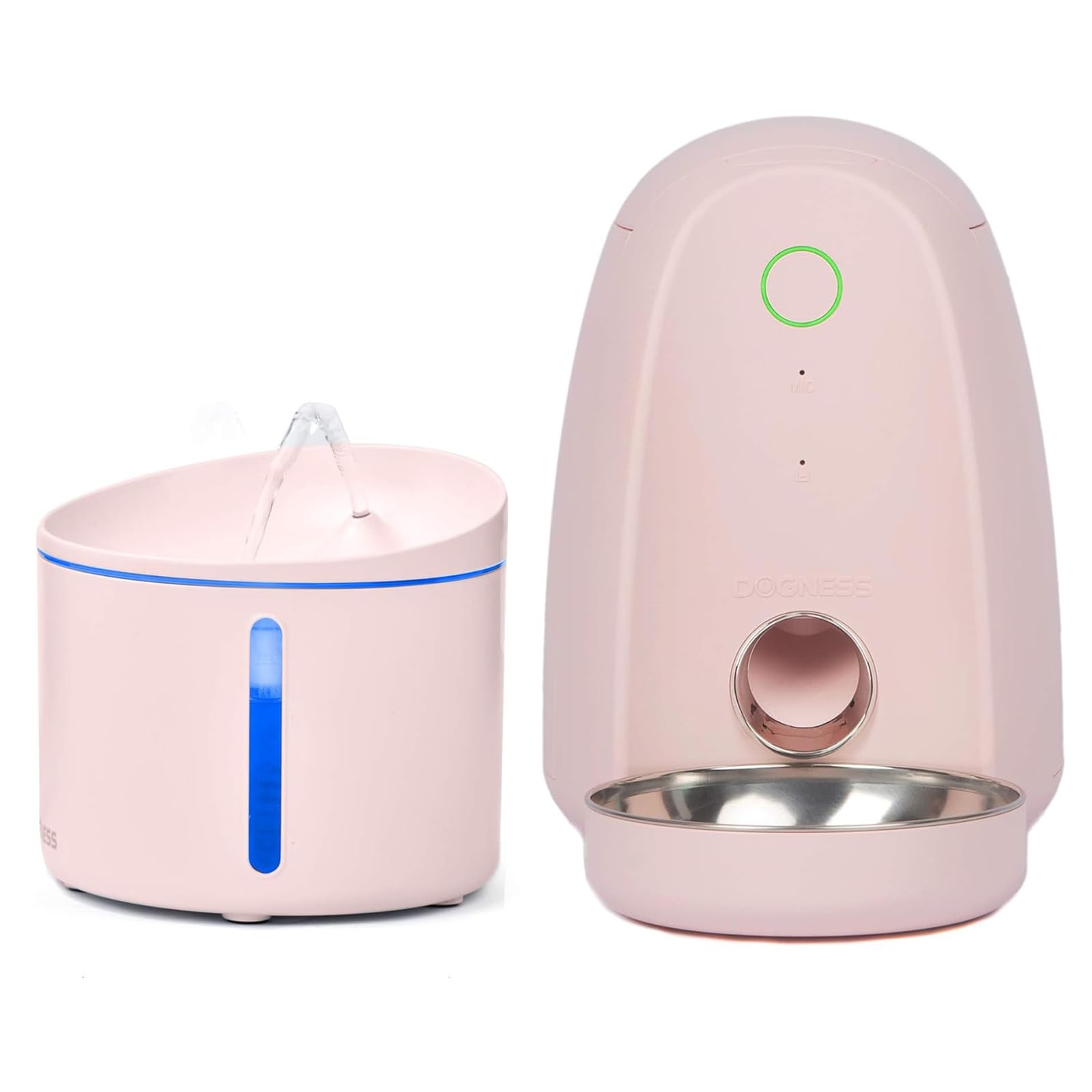 Cat Feeder and Water Dispenser, Automatic Cat Feeder with app and Water Dispenser in Set 2 Packs for Small Medium Pets Puppy Kitten (Pink)