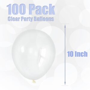 BEISHIDA 100 Pack 10 Inch Clear Balloons Transparent Party Balloons, Latex Matte Round Balloons for Birthday Party, Baby Shower, Girls Kids Party, Wedding Graduation Anniversary