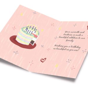 Prime Greetings Daughter In Law Birthday Card, Made in America, Eco-Friendly, Thick Card Stock with Premium Envelope 5in x 7.75in, Packaged in Protective Mailer