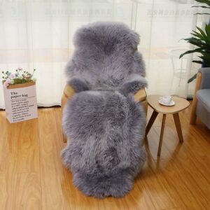 Altlue Real Sheepskin Rug Fluffy Sheepskin Throw Genuine Sheepskin Rug Sheepskin Seat Covers for Chairs Recliner Sofa (2.3x6.5ft) (Color : Gray)