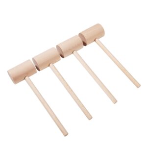 4Pcs Wooden Hammers, Natural Hardwood Crab Lobster Seafood Mallets