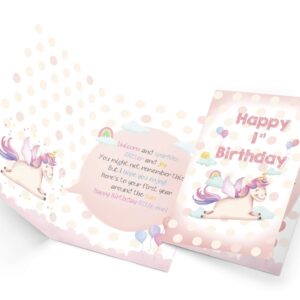 Prime Greetings First (1st) Birthday Card, Made in America, Eco-Friendly, Thick Card Stock with Premium Envelope 5in x 7.75in, Packaged in Protective Mailer