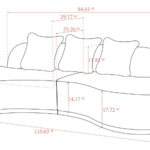 Pasargad Home Simona Sofas, W110.6 xD50.08 xH29, Grey