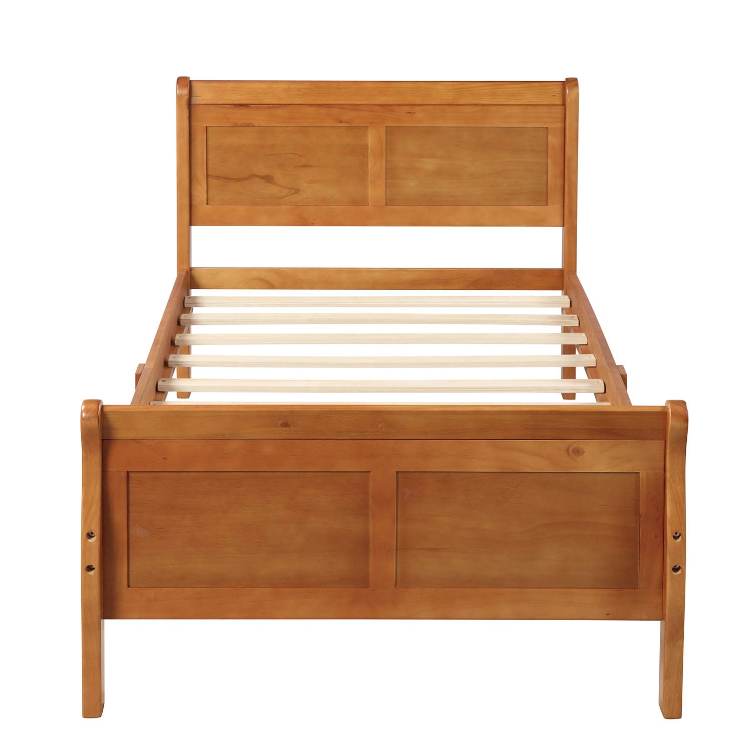 Wood Bed with Headboard/Footboard,Wood Twin Bed Frame for Child/Teenager/Adult.Modern Platform Bed with Wood Slat Support.(Oak)