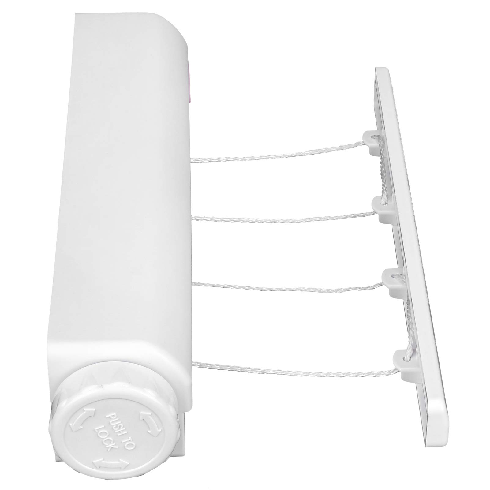 White Spring Automatic Retractable Clothesline Drying Rack with Hooks Drying Rack Perforated Installation Telescopic Retractable Clothesline Clothes Drying Rope Hanger for Indoor Outdoor Supplies(01)