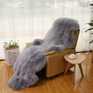 altlue real sheepskin rug fluffy sheepskin throw genuine sheepskin rug sheepskin seat covers for chairs recliner sofa (2.3x6.5ft) (color : gray)