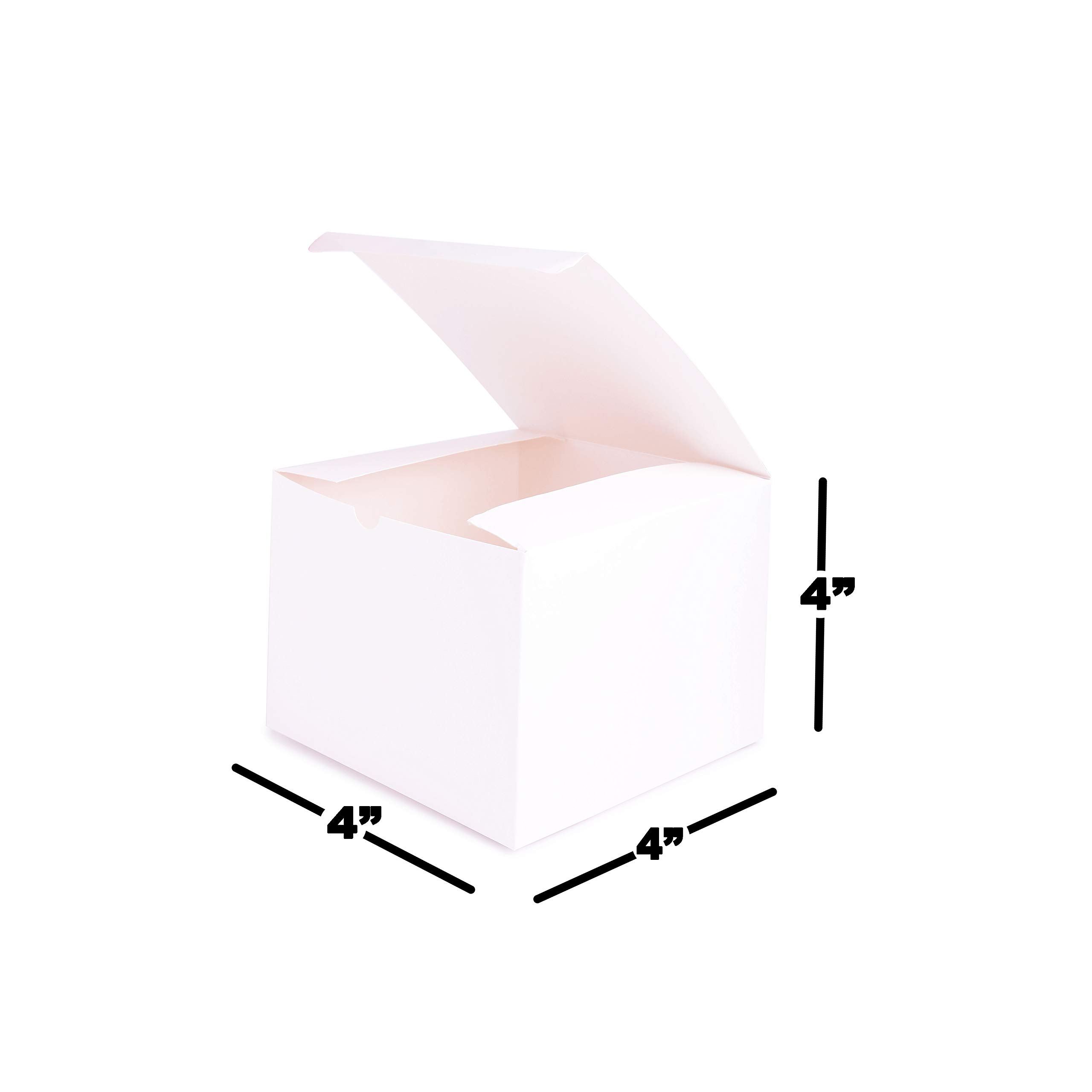 SHIPKEY 10 Pack White Cardboard Gift Boxes with lids |4x4x4inch Square Boxes | Small Gift Boxes Suitable for Party, Wedding, Christmas, Holidays, Birthdays and All Other Occasions