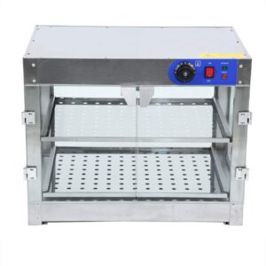 Samger 24-Inch Commercial Food Warmer Display, 2-Tier Glass Food Warmer Case, 800W 110V Adjustable Temperature 86-230℉, Tempered-Glass Door Pastry Display Case Restaurant Heated Cabinet