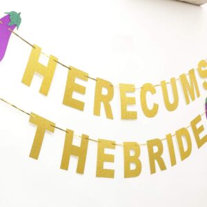 Ucity Bachelorette Party Banner Gold Glitter Here Cums The Bride Garland for Bridal Shower Hen Party Supplies