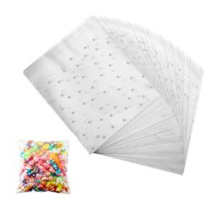 cookie bags 200 pcs 5.5″ x 5.5 ″self adhesive cookie bags cellophane treat bags self sealing clear plastic bags white polka dot party favor bag for party gift giving bakery candy cookie chocolate