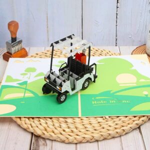 Ribbli Golf Cart Handmade 3D Pop Up Card Birthday Card Fathers Day Card, with Envelope