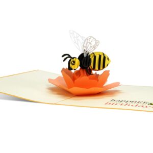 Diese-Klappkarten Birthday Card HappBEE Birthday | Pop up Happ Birthday Card featuring a 3D Bee on a Flower | Funny Bee Hive Greeting Card or Birthday Gift Voucher, G27