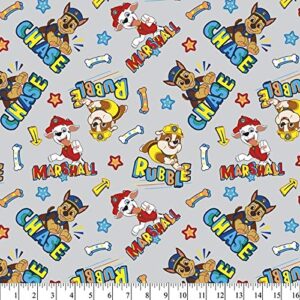 paw patrol guys gray cotton fabric by the yard