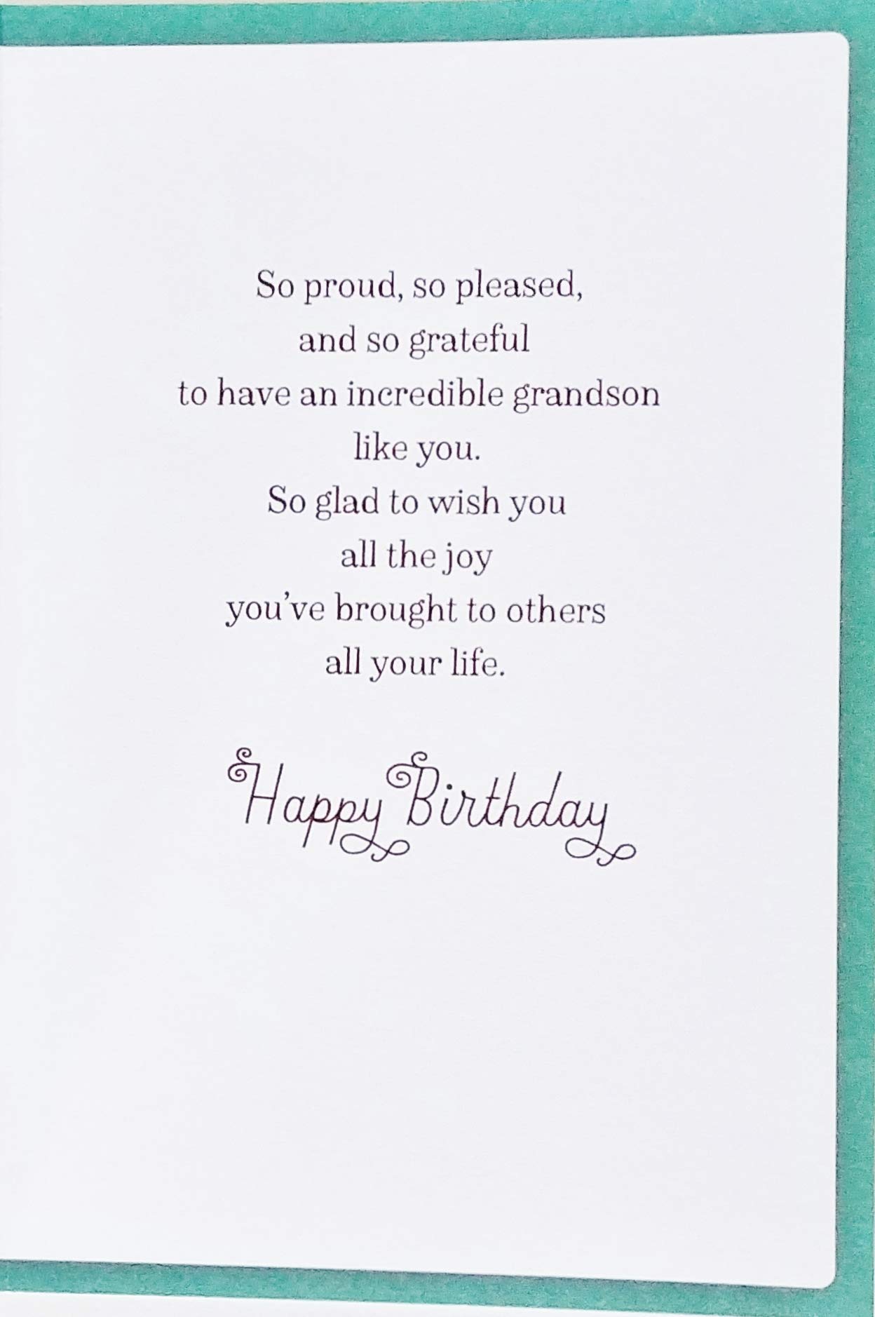 Greeting Card Grandson You Are Someone To Be Proud Of - Wish You All The Joy You've Brought To Others All Your Life - Happy Birthday