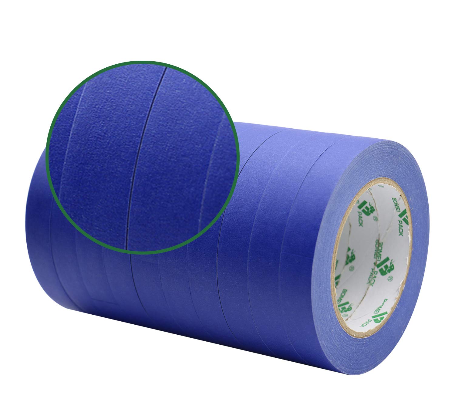 BOMEI PACK 10Pcs Blue Painters Tape, 5.5Mil 3/4in 55y, Residue Free Wall Painting Masking Tape with Sharp Lines