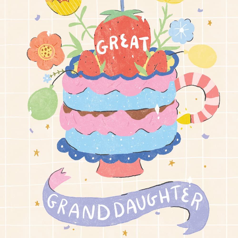 Prime Greetings Birthday Card Great Granddaughter, Made in America, Eco-Friendly, Thick Card Stock with Premium Envelope 5in x 7.75in, Packaged in Protective Mailer