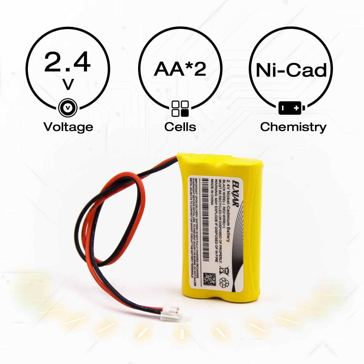 elxjar (2-Pack) 2.4V 600mAh BP2-A Dual-LITE Ni-CD Battery Pack Replacement for Exit Sign Emergency Light, CSXWREB3 HUBBEL Battery, BP2A BP2-0A 0BP2-0A