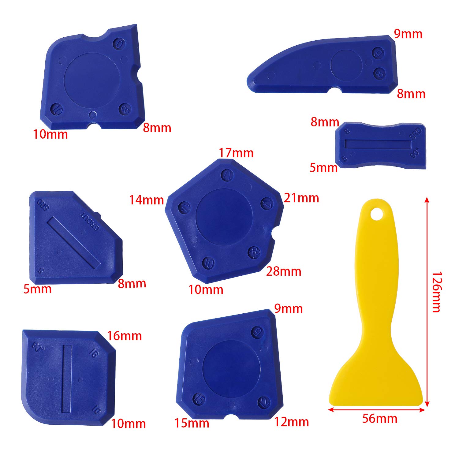 8 Pieces Caulk Tool Kit Sealant Silicone Finishing Tools Caulking Tools for Silicone Sealant Grout Finishing Sealing (Blue)