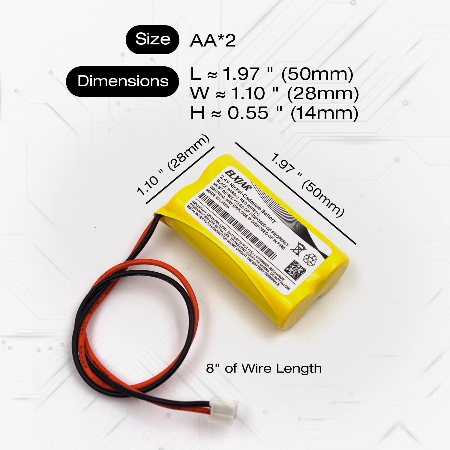 elxjar (2-Pack) 2.4V 600mAh BP2-A Dual-LITE Ni-CD Battery Pack Replacement for Exit Sign Emergency Light, CSXWREB3 HUBBEL Battery, BP2A BP2-0A 0BP2-0A