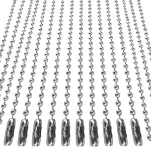 mandalahuang 10 pcs dog tag chain, ball chain necklace, dog tag chains for men, silver nickel plated metal 27.6" long 2.4mm ball bead chain.