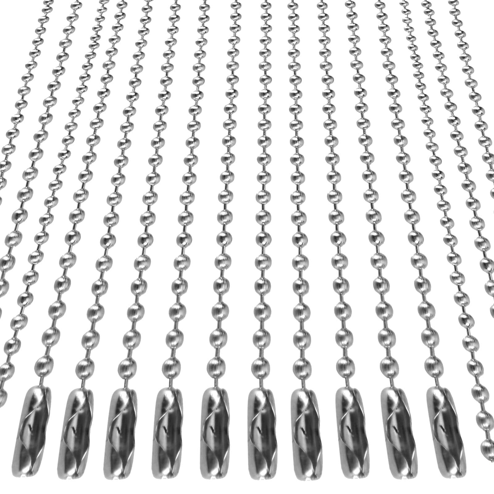 Mandalahuang 10 pcs Dog Tag Chain, Ball Chain Necklace, dog tag chains for men, Silver Nickel Plated Metal 27.6" Long 2.4mm Ball Bead Chain.