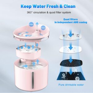 Cat Feeder and Water Dispenser, Automatic Cat Feeder with app and Water Dispenser in Set 2 Packs for Small Medium Pets Puppy Kitten (Pink)