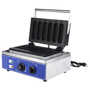 dasmarine commercial 6pcs waffle makers hot dog making machine 6 grid crispy machine stainless steel body 1550w 110v (blue)