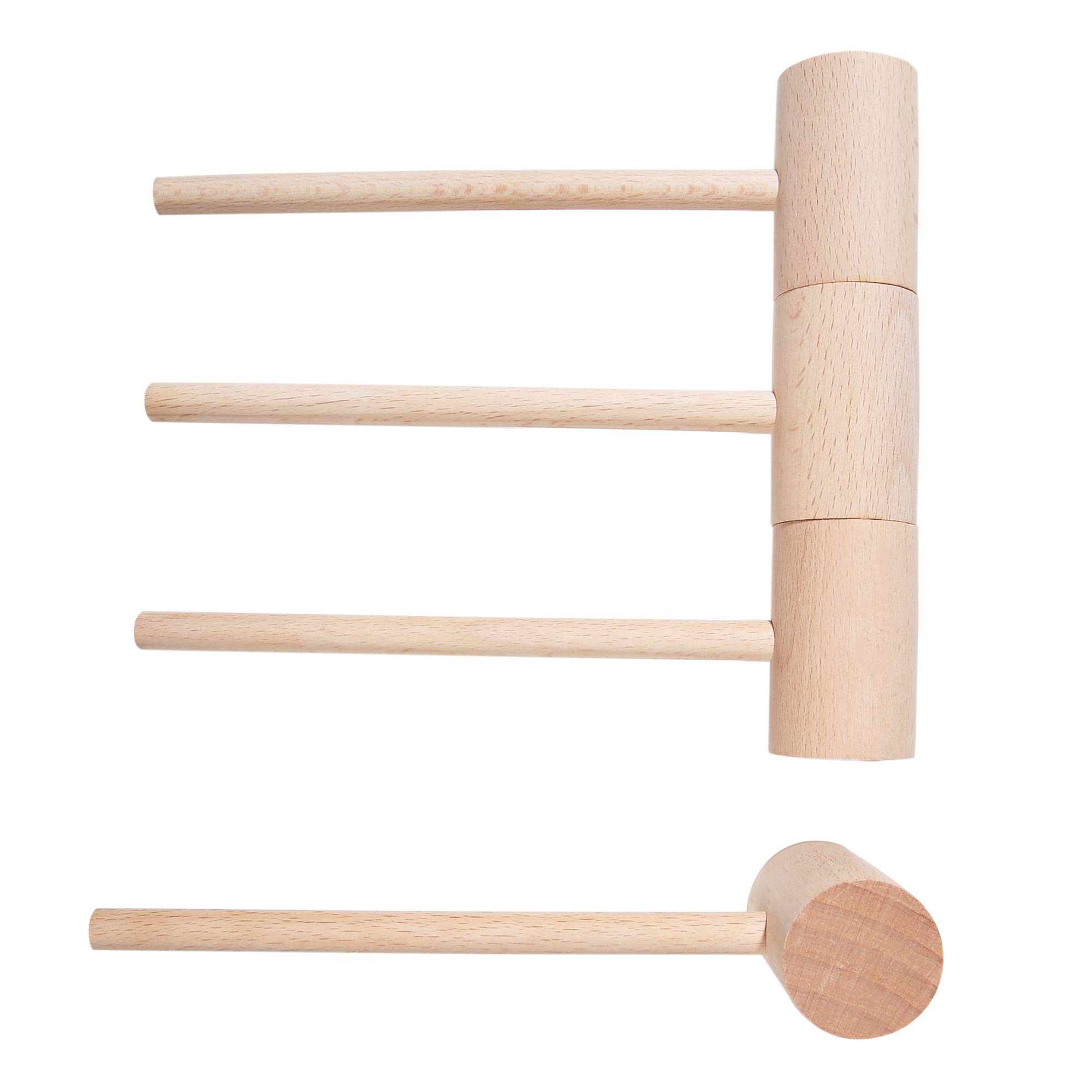 4Pcs Wooden Hammers, Natural Hardwood Crab Lobster Seafood Mallets