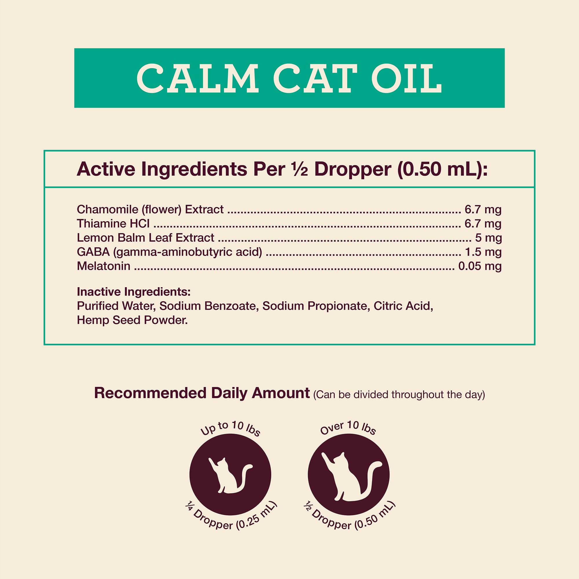 Hemp Well Calm Oil for Cats - Organic Cat Anxiety Relief, Cat Calming and Leading Cat Grooming Supplement. Cat Travel and Urination Deterrent, Relaxation Aid, 2oz