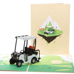 ribbli golf cart handmade 3d pop up card birthday card fathers day card, with envelope