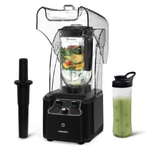 cranddi commercial quiet blender, 2200 watt professional countertop blender with bpa-free 80oz pitcher, built-in pulse & 15-speeds control, smoothie blender for commercial and home, k90 black