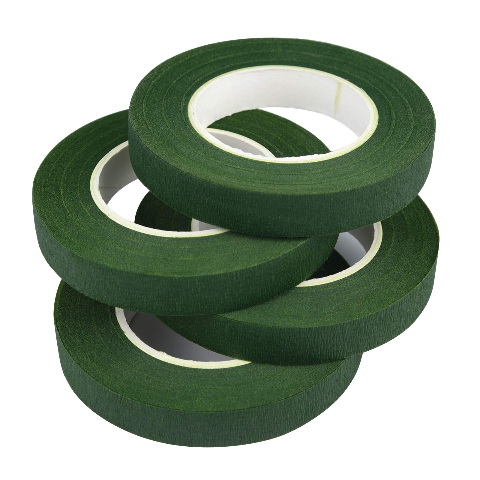 KUUQA 4 Rolls 1/2" Wide Dark Green Floral Tapes for Bouquet Stem Wrapping and Floral Crafts,Wedding Bouquet