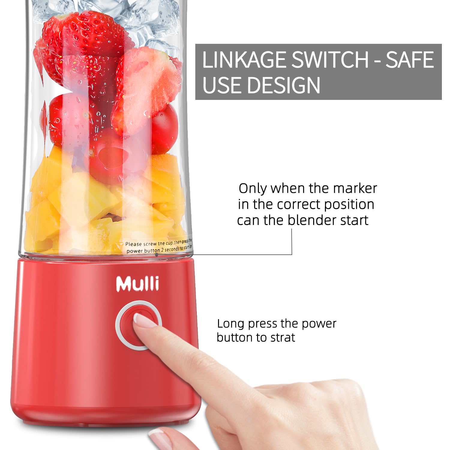 Mulli Portable Blender,USB Rechargeable Personal Mixer for Smoothie and Shakes, Mini Blender with Six Blades for Baby Food,Travel,Gym and More