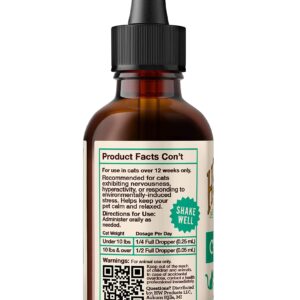 Hemp Well Calm Oil for Cats - Organic Cat Anxiety Relief, Cat Calming and Leading Cat Grooming Supplement. Cat Travel and Urination Deterrent, Relaxation Aid, 2oz