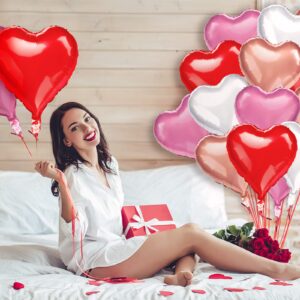 24 Pieces 18 Inch Heart Shaped Foil Balloons Valentines Love Balloons for Happy Birthday Wedding Anniversary Bride Shower Party Decorations