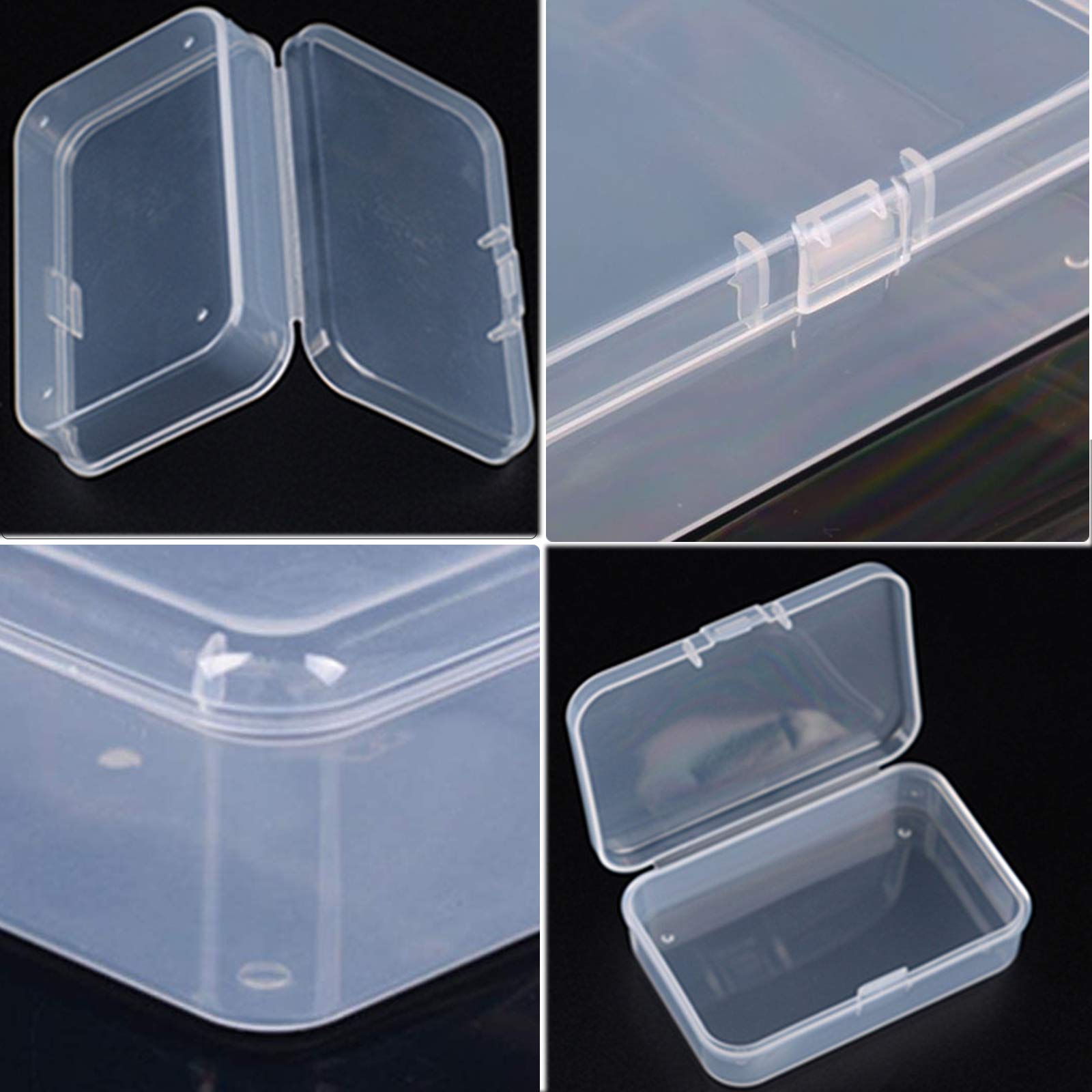 ODOOKON 30pcs Rectangle Mini Clear Plastic Storage Containers Box Case with lid for Small Items, Bead, Jewelry, and Other Craft Projects (M: 3.3 * 2.1 * 0.9inch)